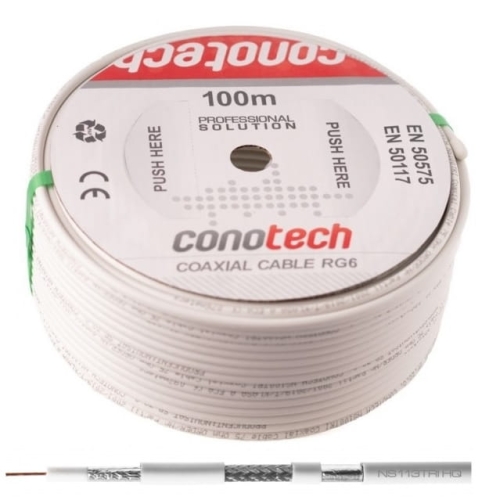 Kabel RG6 NS113TRI HQ Trishield CU biały 100m AUDAX.NET.PL ...
